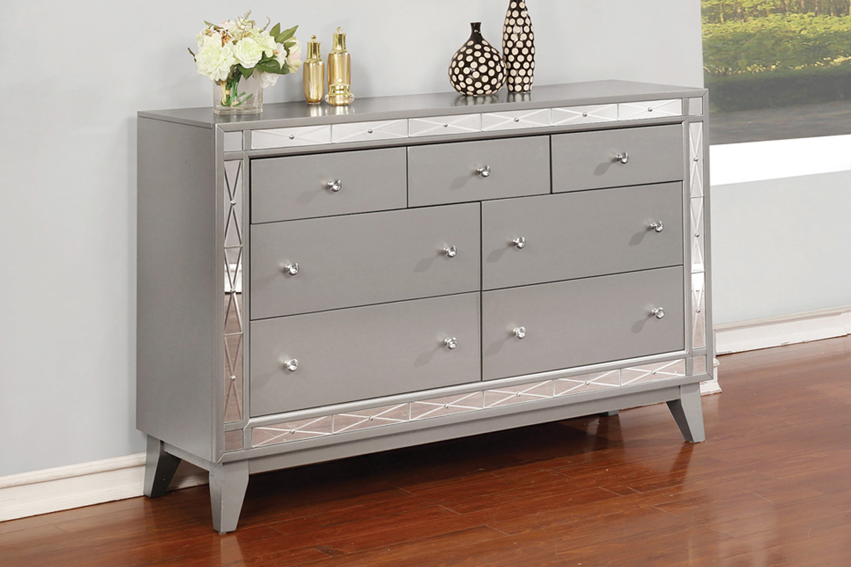 Leighton 7-Drawer Dresser Metallic Mercury - Exotic & Rustic Furniture