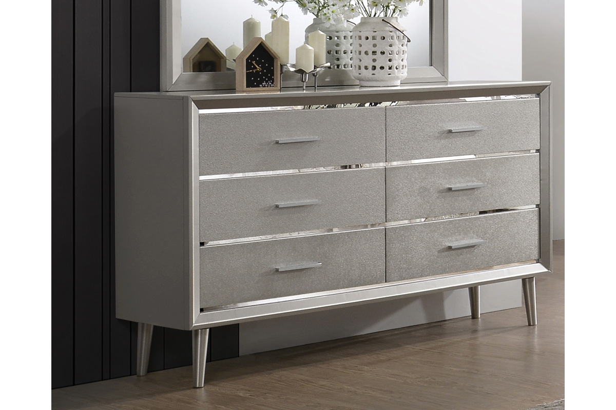 Ramon 6-Drawer Dresser Metallic Sterling - Exotic & Rustic Furniture