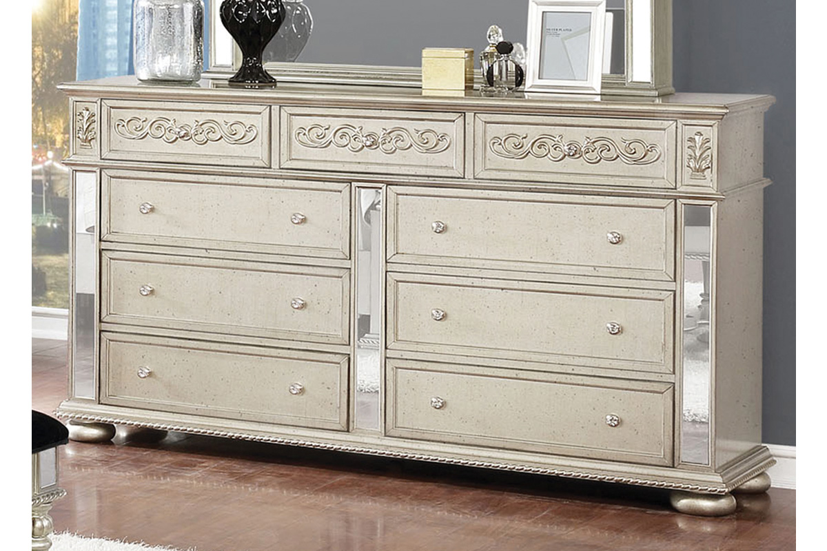 Heidi 9-Drawer Dresser Metallic Platinum - Exotic & Rustic Furniture
