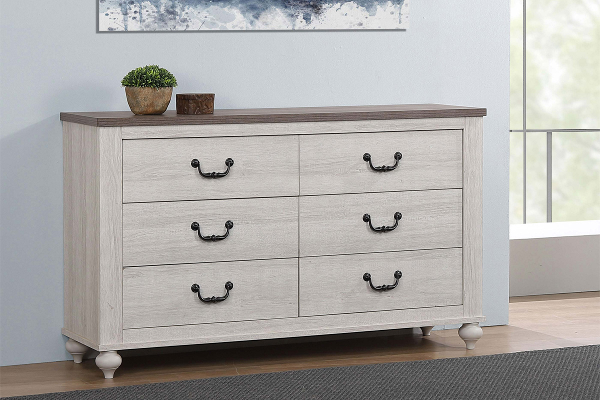 Stillwood 6-Drawer Dresser Vintage Linen - Exotic & Rustic Furniture
