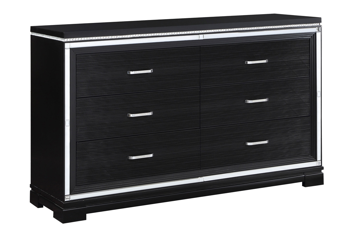 Cappola 6-Drawer Dresser Silver And Black - Exotic & Rustic Furniture