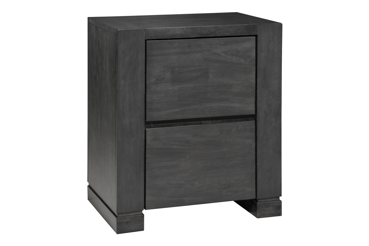 Lorenzo 2-Drawer Nightstand Dark Grey - Exotic & Rustic Furniture