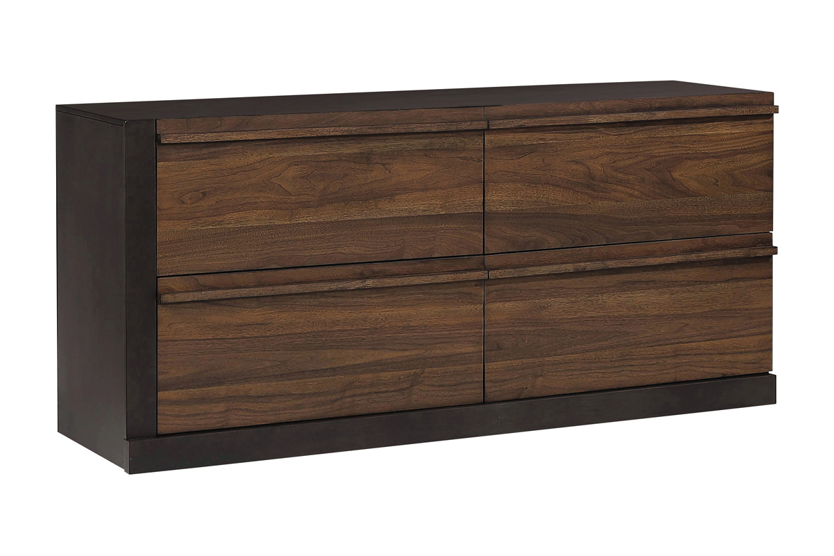Azalia 4-Drawer Dresser Black And Walnut - Exotic & Rustic Furniture