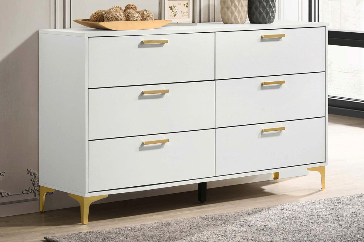 Kendall 6-Drawer Dresser White - Exotic & Rustic Furniture