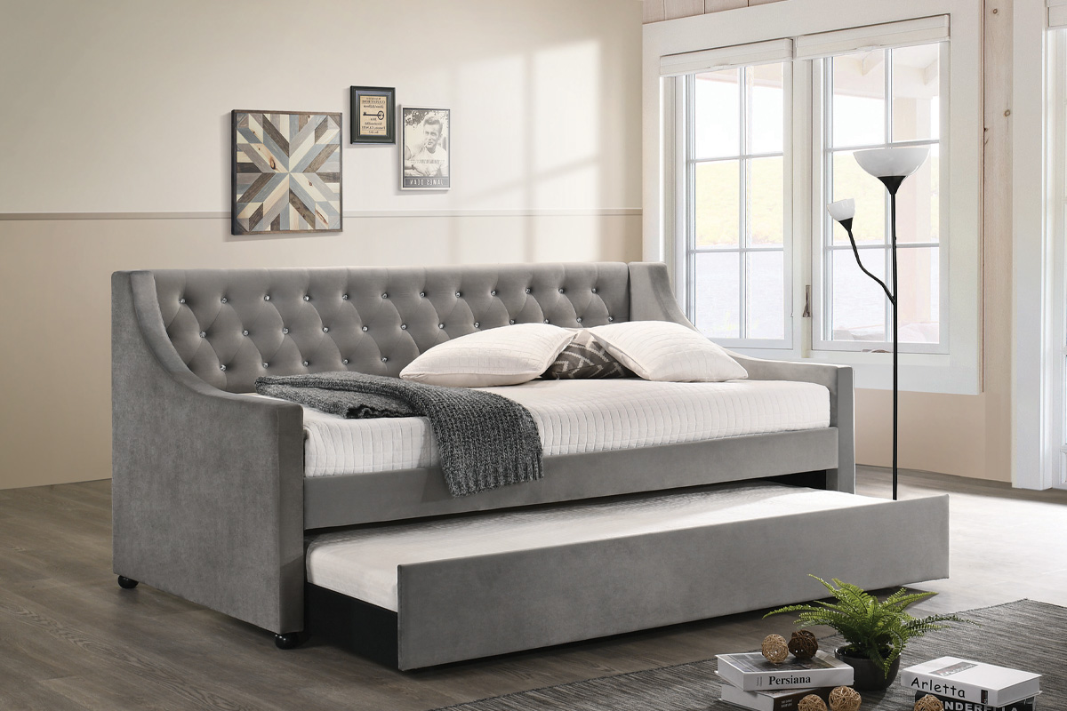 Chatsboro Twin Upholstered Daybed With Trundle Grey - Exotic & Rustic ...