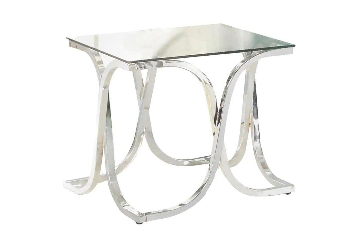 Luxa Contemporary Chrome Tempered Glass End Table - Exotic & Rustic ...