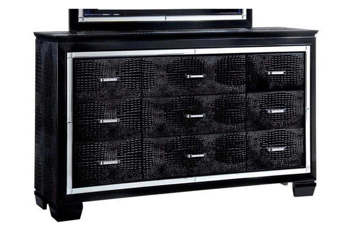 Bellanova Contemporary Black Solid Wood Dresser - Exotic & Rustic Furniture