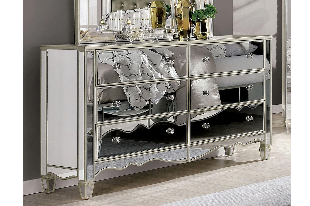 Eliora Glam Silver Solid Wood Dresser - Exotic & Rustic Furniture