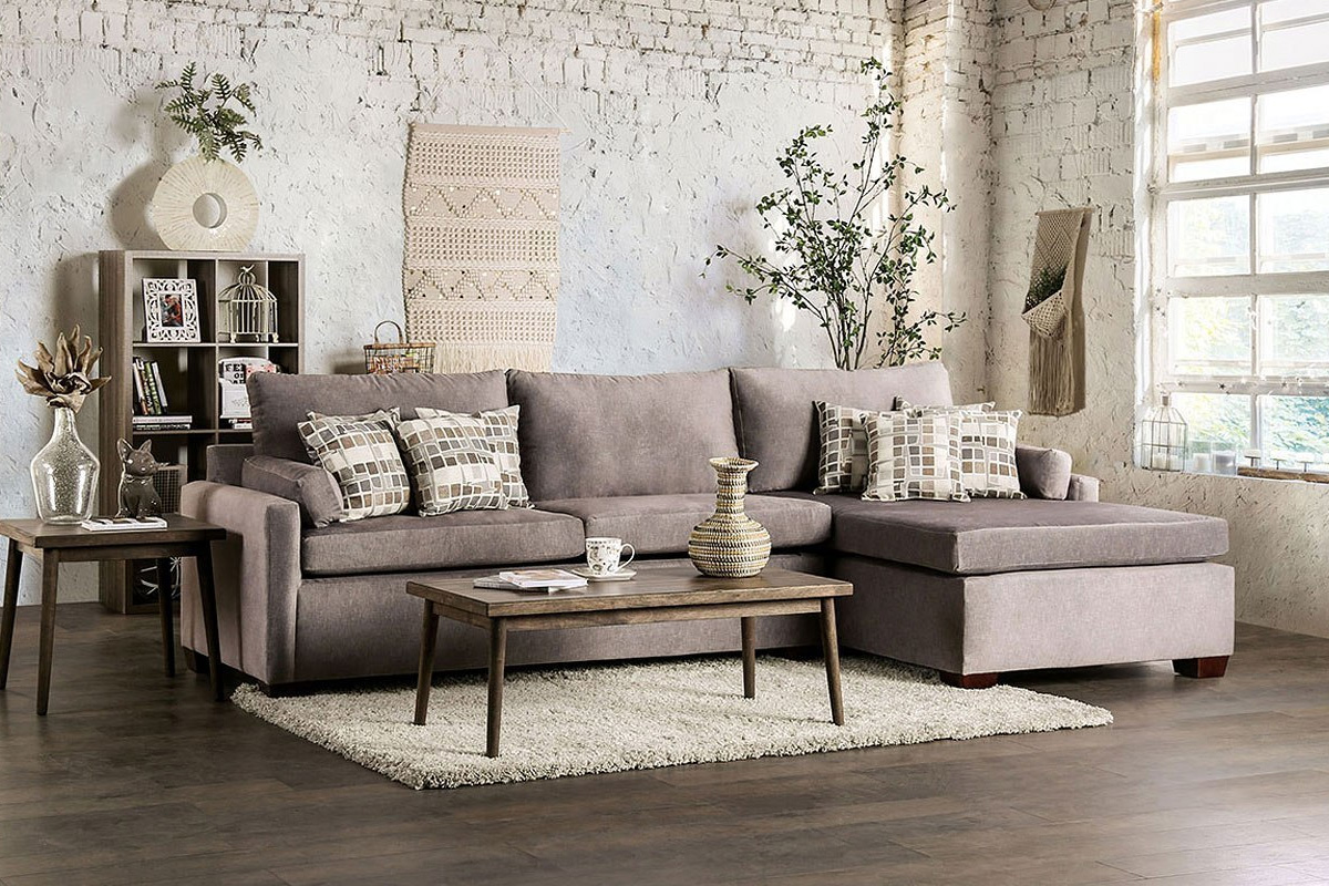 Cramlington Contemporary Light Grey Sectional Sofa - Exotic & Rustic ...