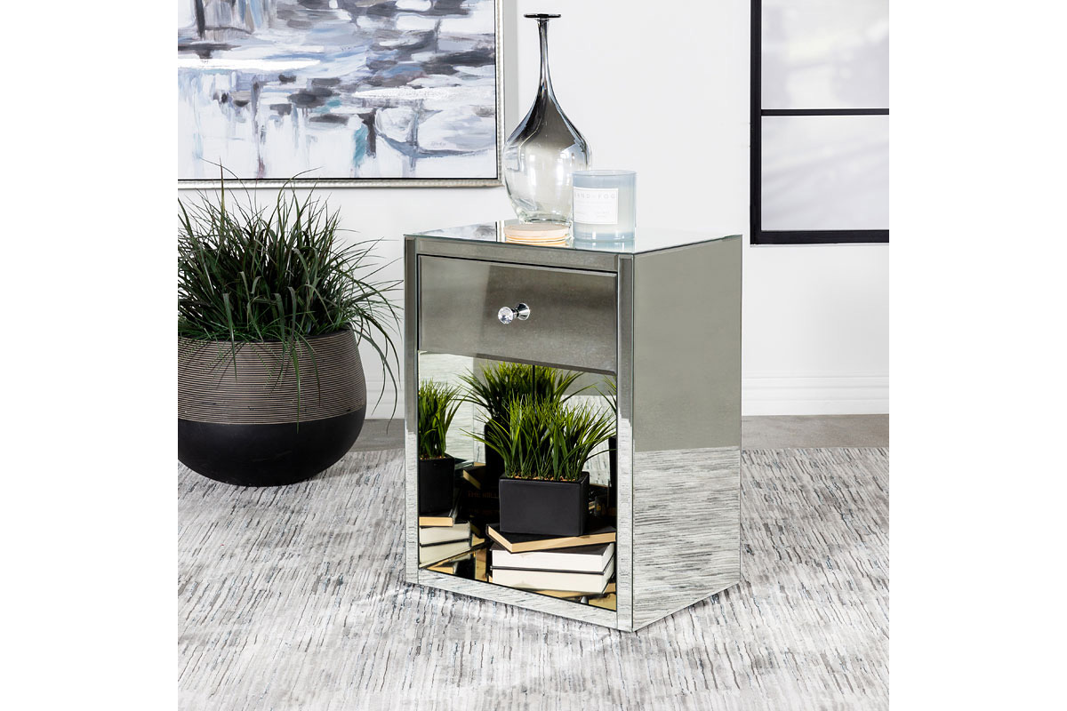 Coquette 1-Drawer Rectangular Accent Table Mirror - Exotic & Rustic ...