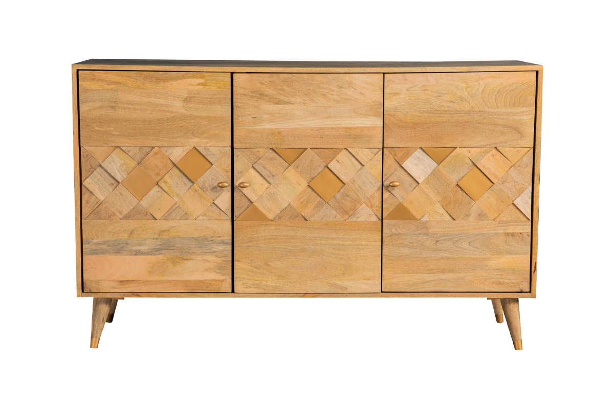 Alyssum Checkered Pattern 3-Door Accent Cabinet Natural - Exotic ...