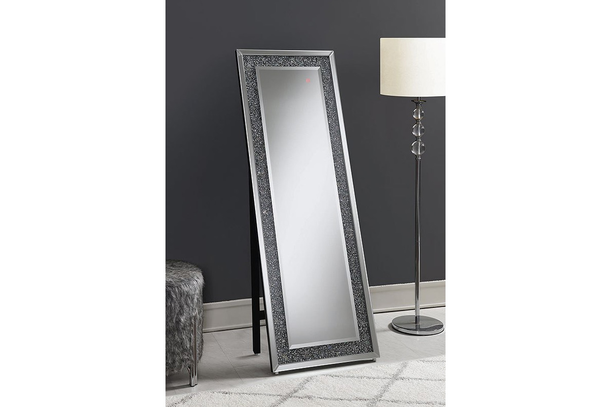 Carisi Rectangular Standing Mirror With LED Lighting Silver - Exotic ...