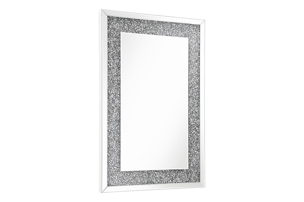 Valerie Crystal Inlay Rectangle Wall Mirror - Exotic & Rustic Furniture
