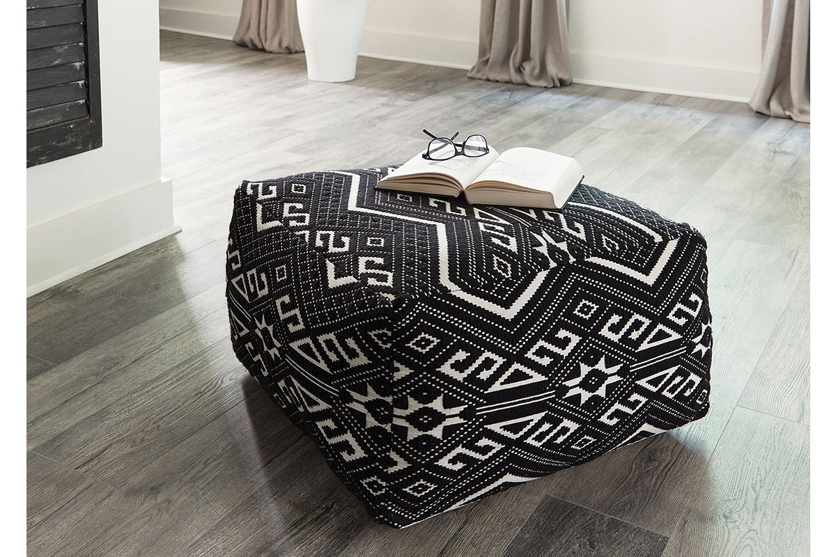 Ofira Accent Stool Black And White - Exotic & Rustic Furniture