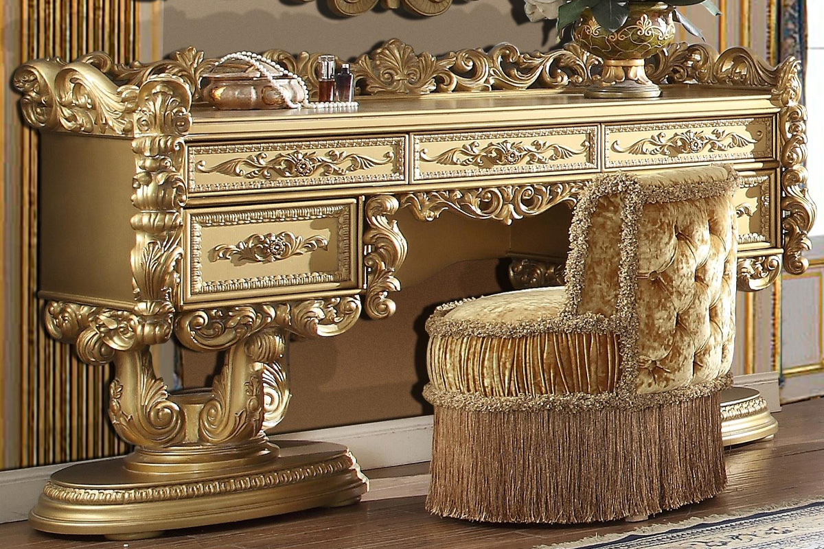 Baroque Rich Gold Carved Wood Dresser - Exotic & Rustic Furniture